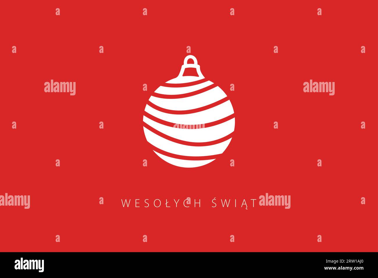 Card with Merry Christmas lettering in Polish (Wesołych Świąt) and ...