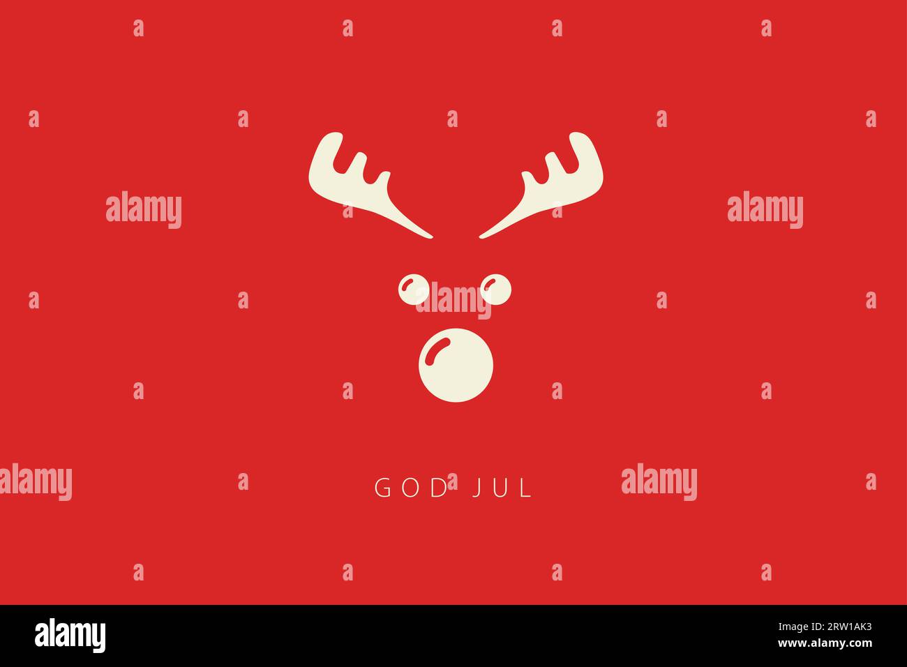 Merry Christmas lettering in Swedish (God Jul) with reindeer. Christmas ...