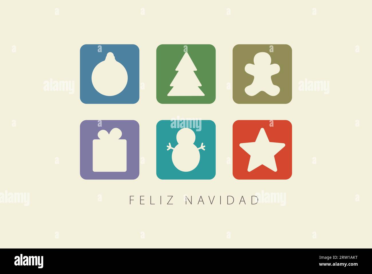 Greeting card with Merry Christmas lettering in Spanish (Feliz Navidad ...