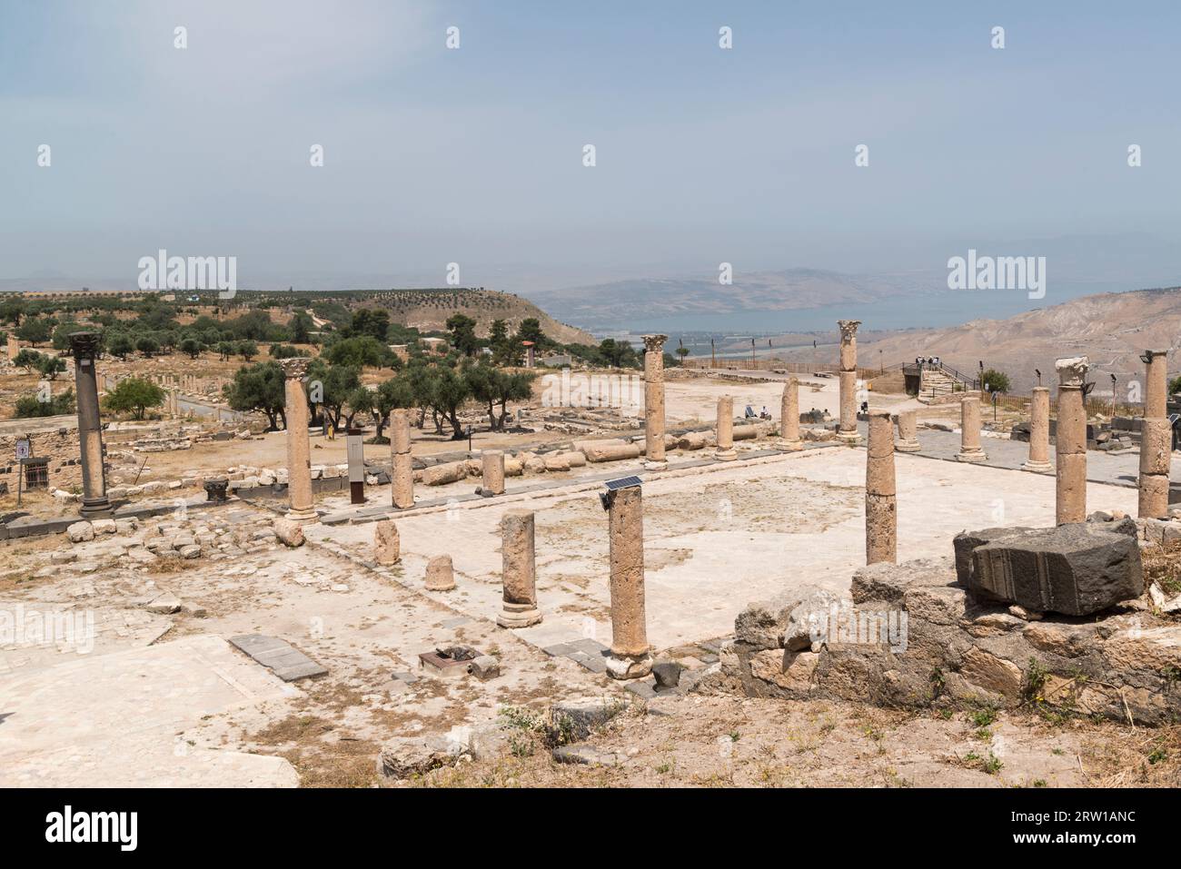 The remains of the Byzantine church terrace at ancient Gadara, Umm Qais ...