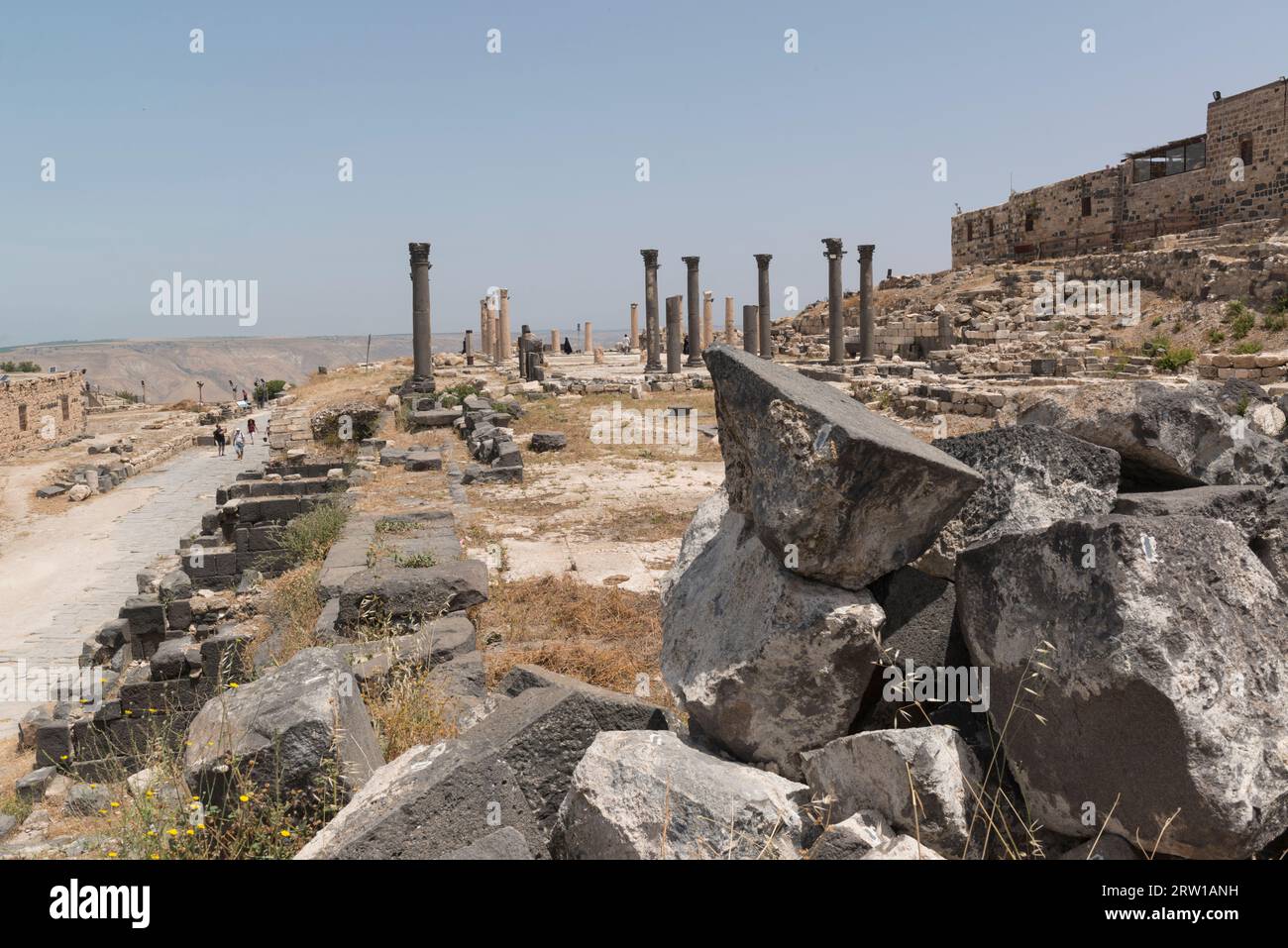 View of the columns of the octogonal church and church terrace (Cardo ...