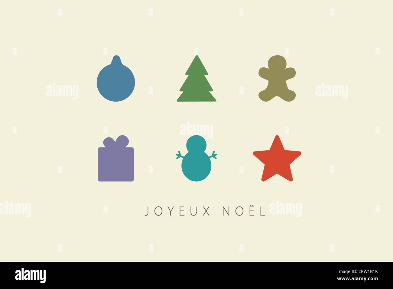 Greeting card with Merry Christmas lettering in French (Joyeux Noël ...