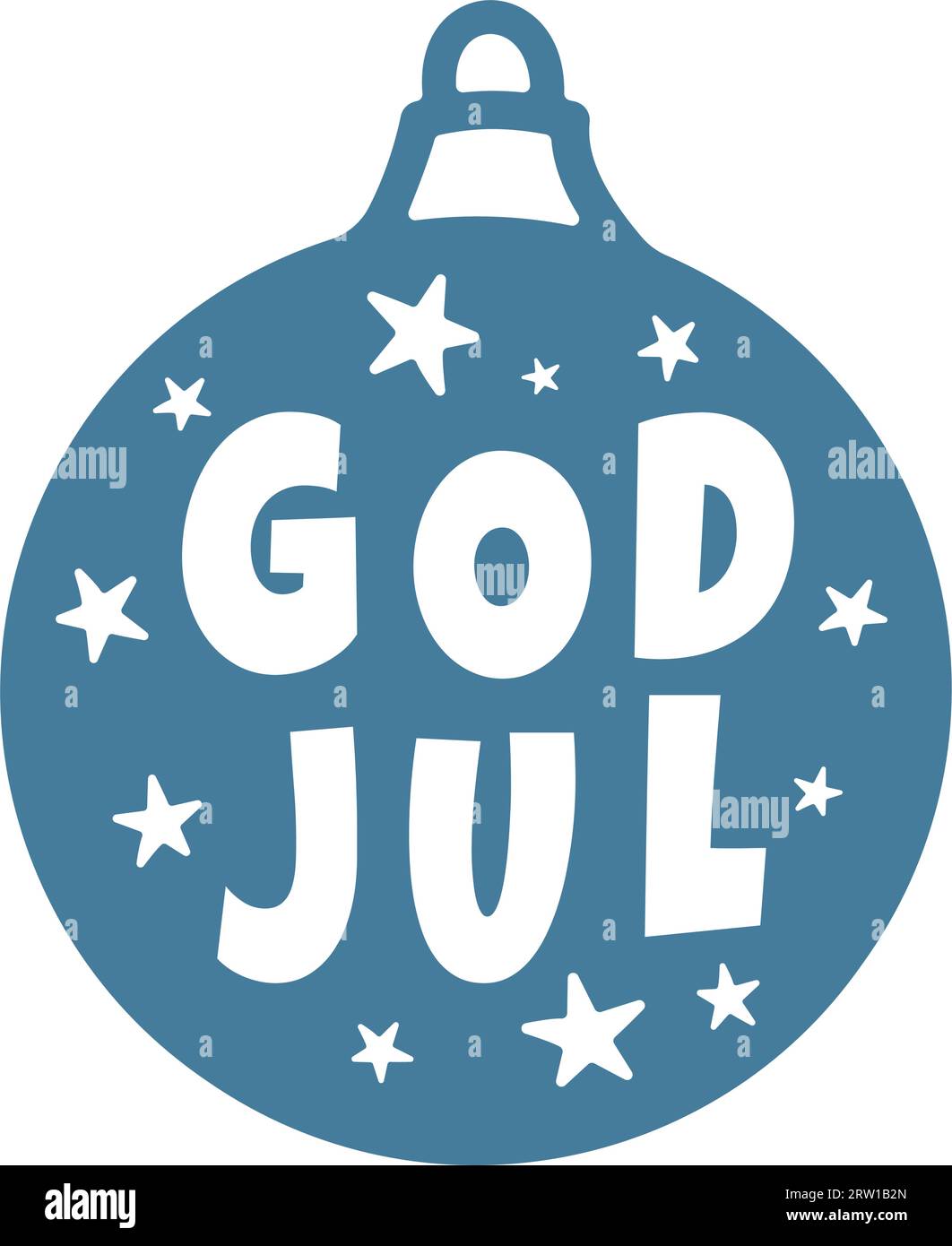 Christmas ball with stars and Merry Christmas lettering in Swedish (God Jul Stock Vector Image ...