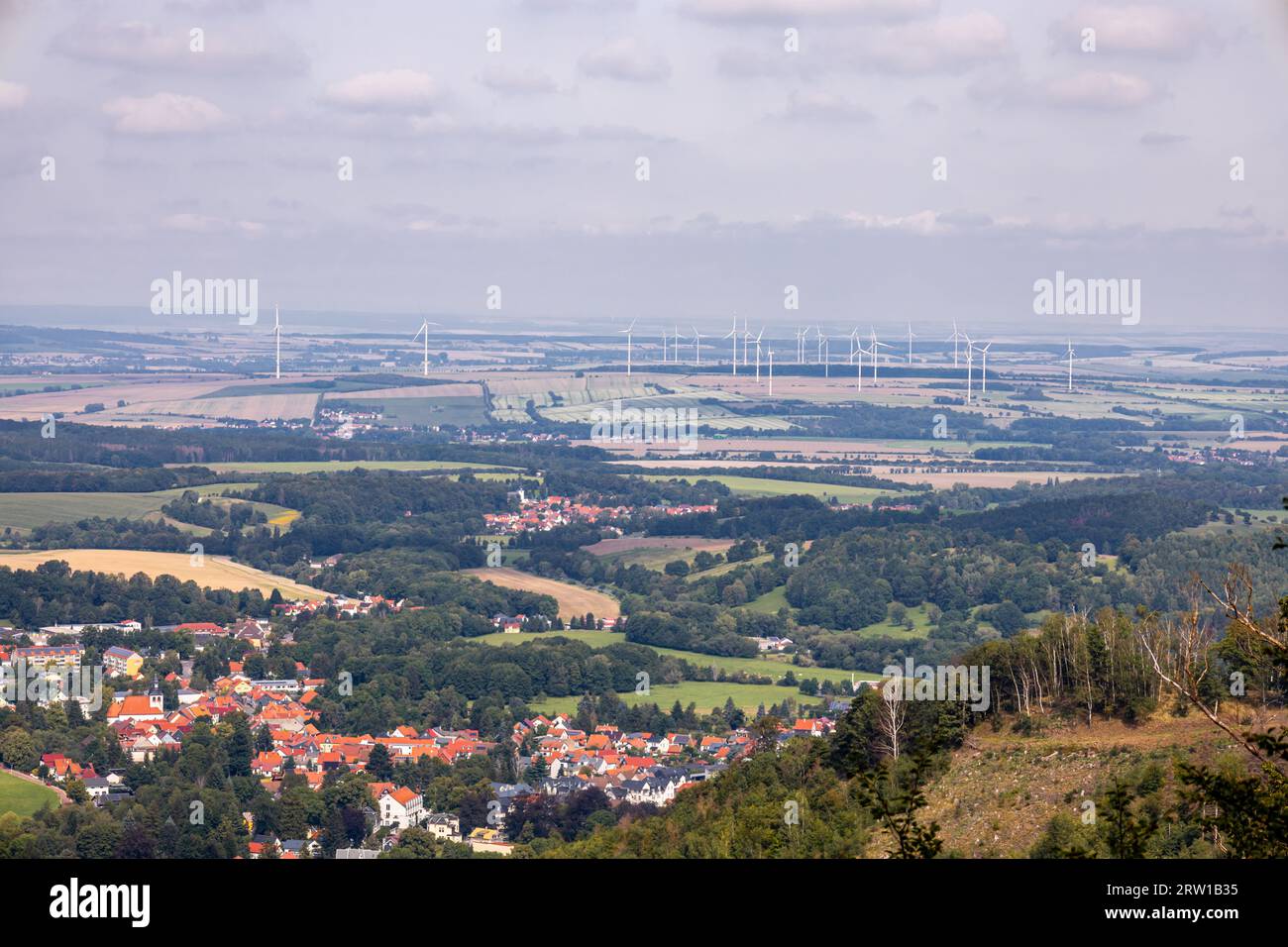 Summer hike on the high trail of the Thuringian Forest near Bad Tabarz ...