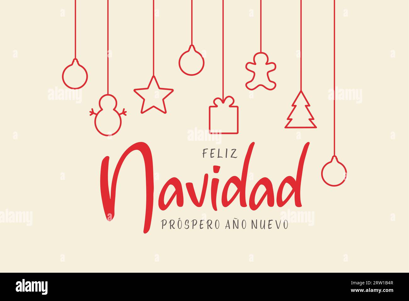 Greeting card with Merry Christmas lettering in Spanish (Feliz Navidad ...