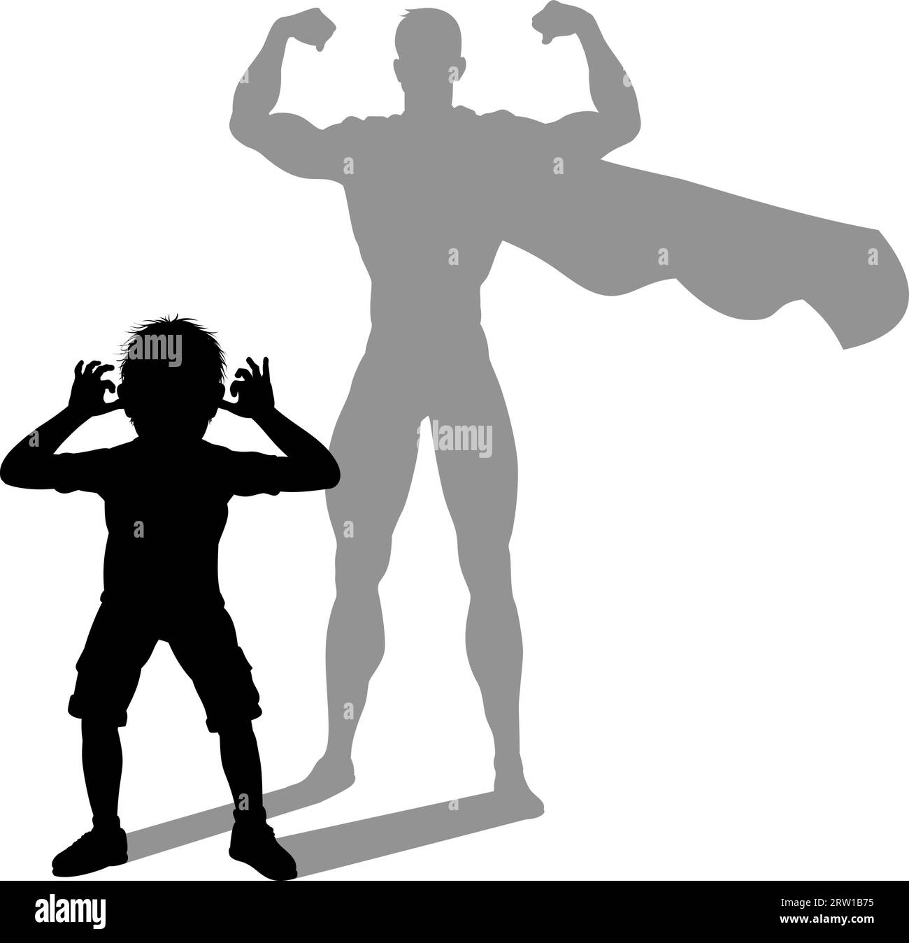 Superhero Child Kid With Super Hero Shadow Stock Vector Image & Art - Alamy