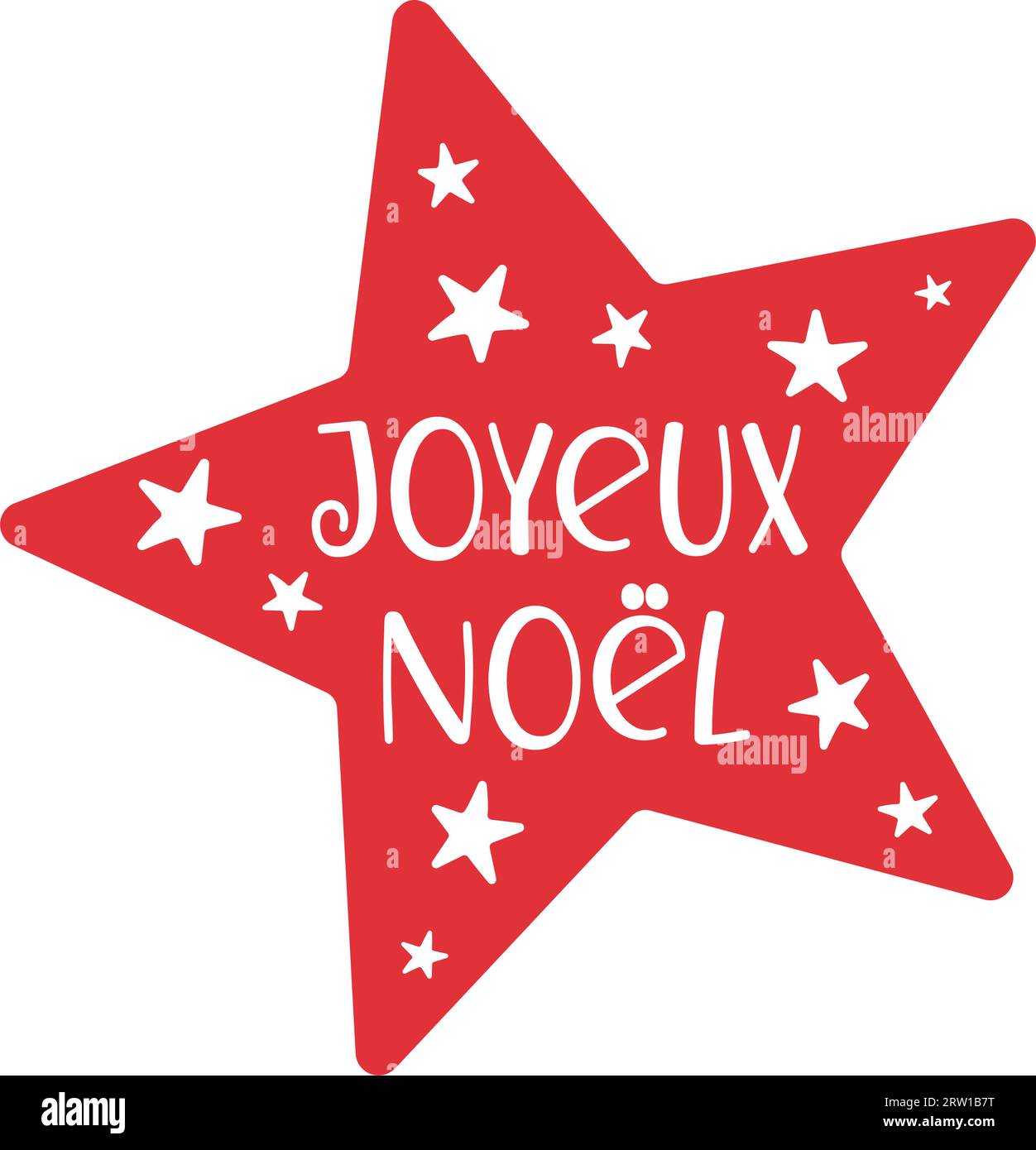 Red star with Merry Christmas in French (Joyeux Noël) lettering Stock ...
