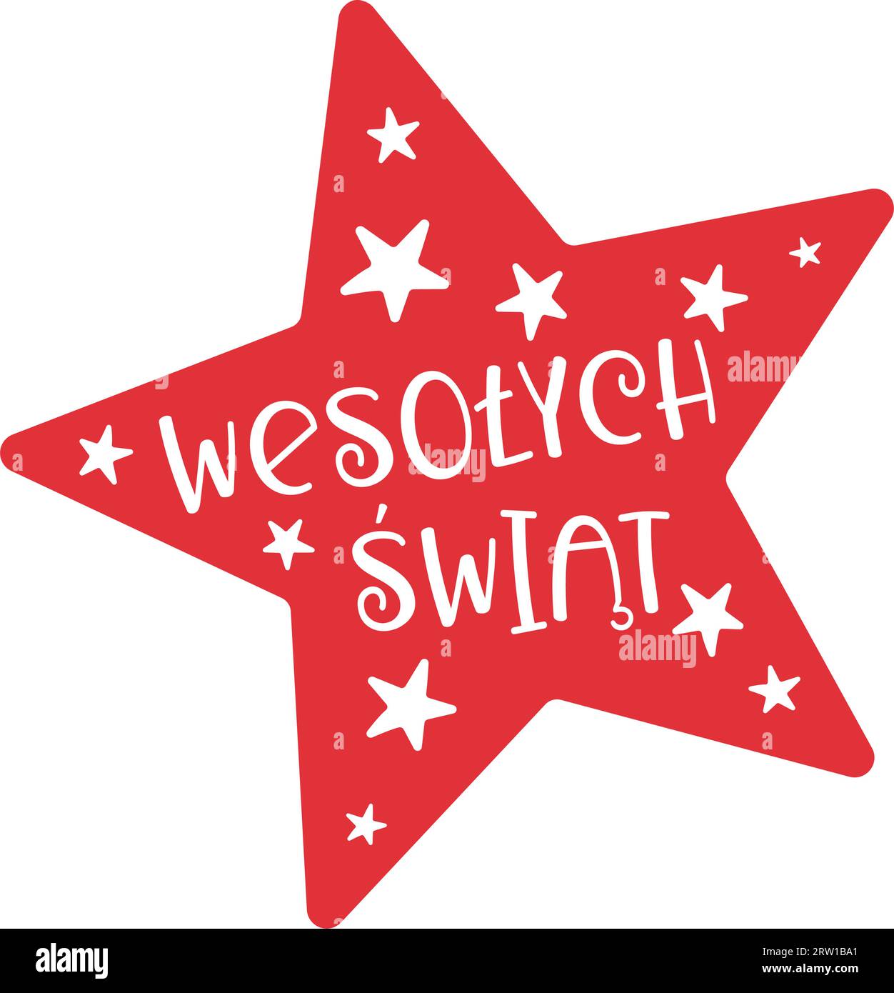 Red star with Merry Christmas in Polish (Wesołych Świąt) lettering ...