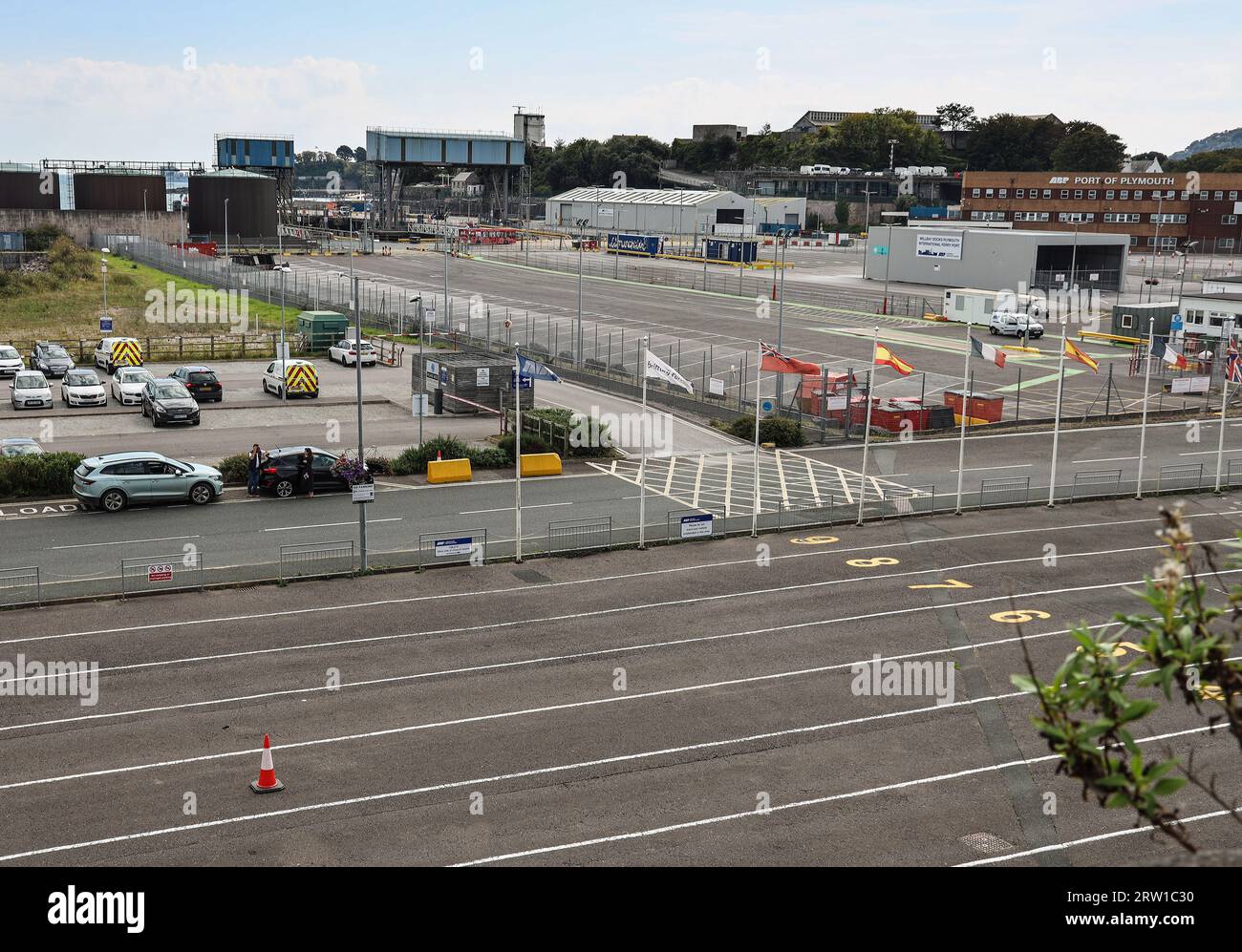 Looking worn and dejected the ferry docks at Plymouth’s Millbay Docks ...