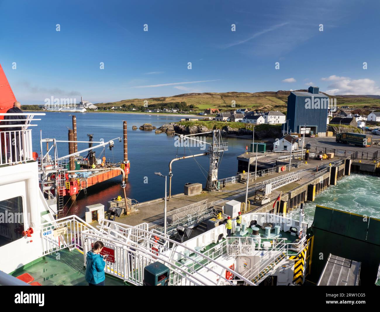 A jack up barge in Port Ellen on Islay in the Inner Hebrides from the ...