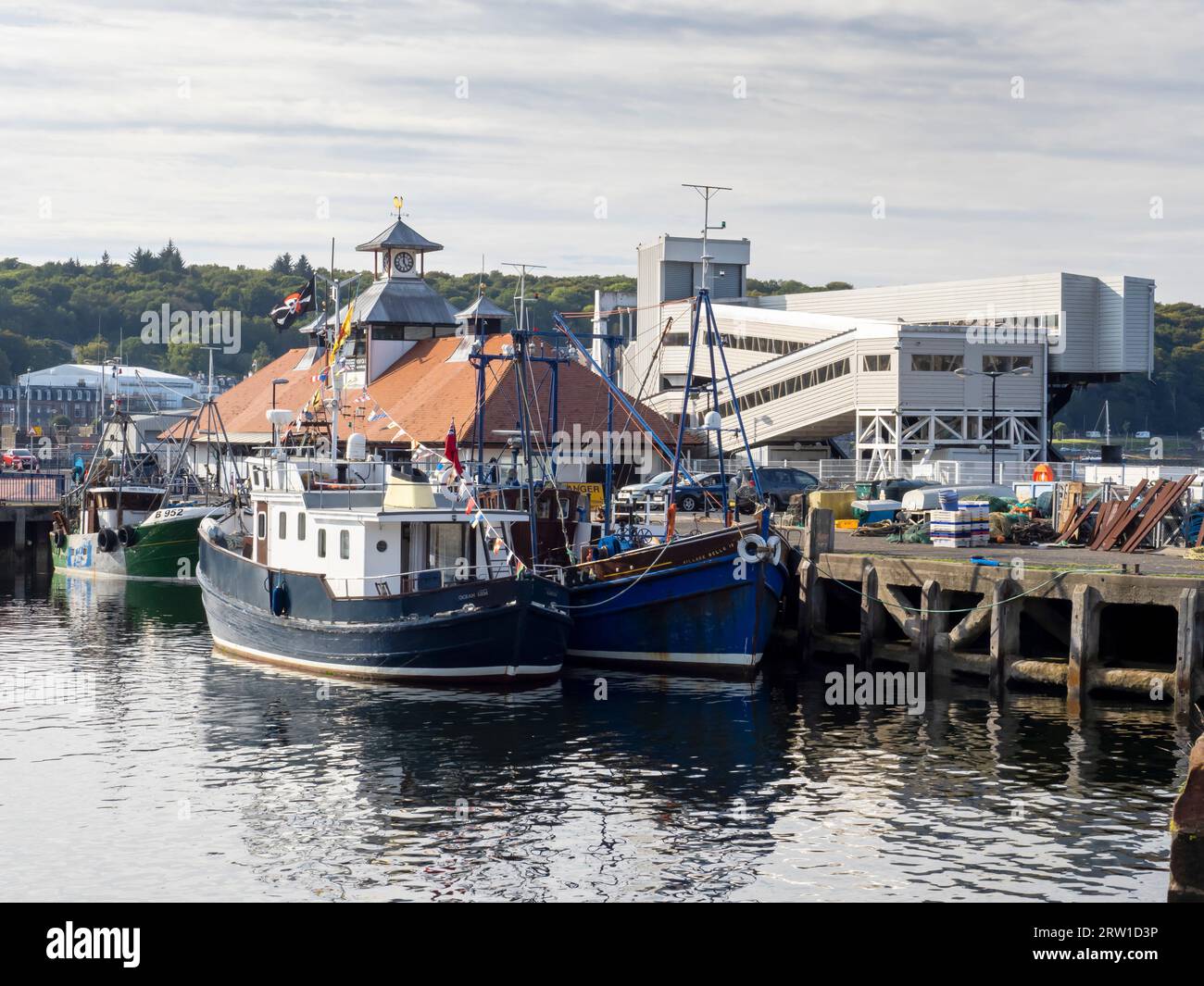 Boats in the harbour in Rothesay on the Isle of Bute on Scotlands west ...