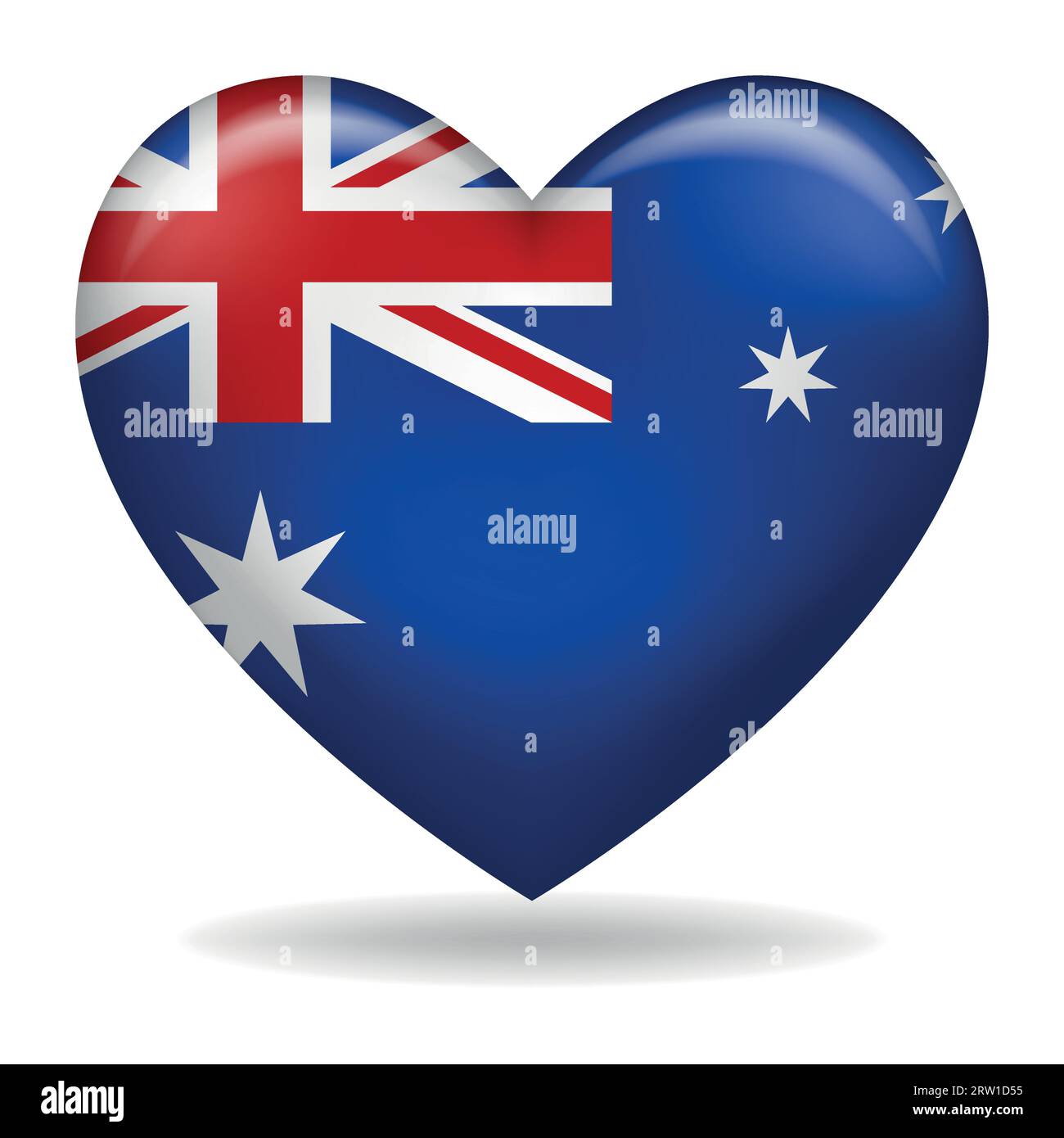 Vector illustration of heart shape of Australia insignia isolated on ...