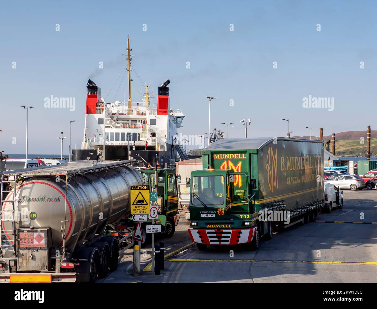 Emissions from a ferry in Port Ellen on Islay, Inner Hebrides, Scotland ...