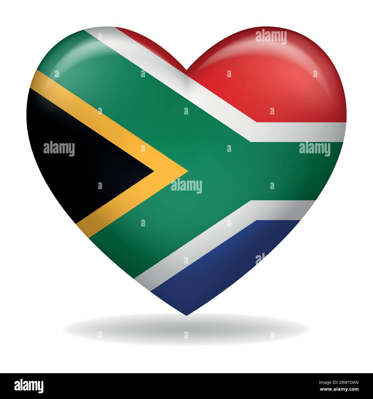 Vector illustration of heart shape of South Africa insignia isolated on ...