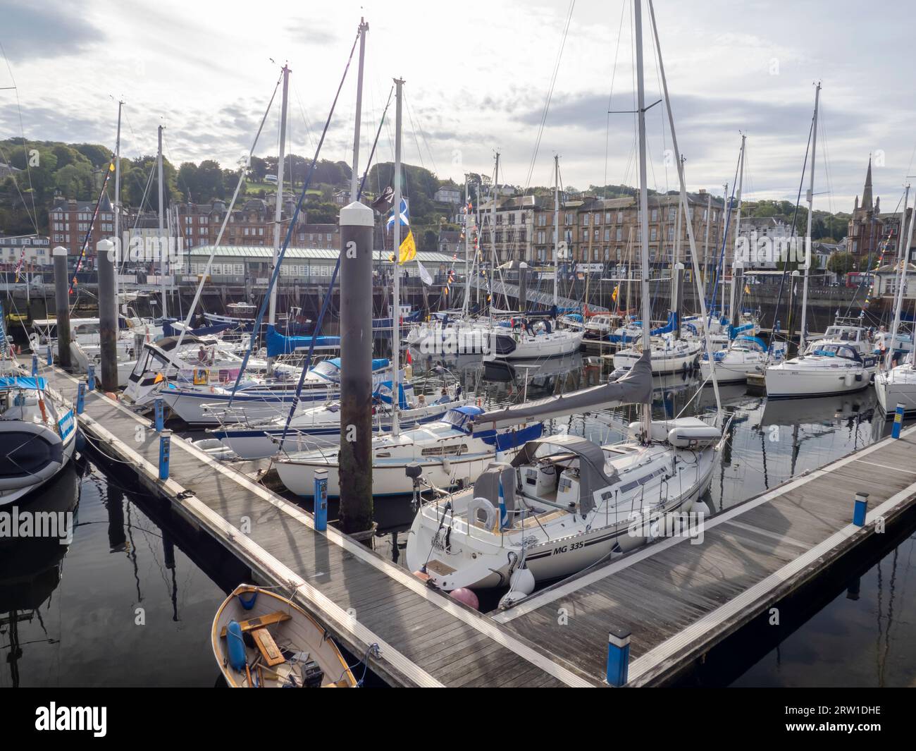 Boats in the harbour in Rothesay on the Isle of Bute on Scotlands west ...