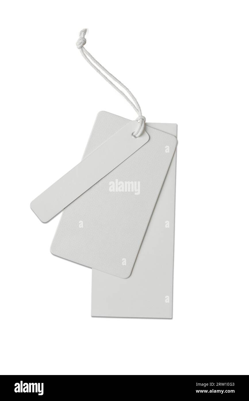 Various shape of blank white paper label or cloth tag set isolated on ...