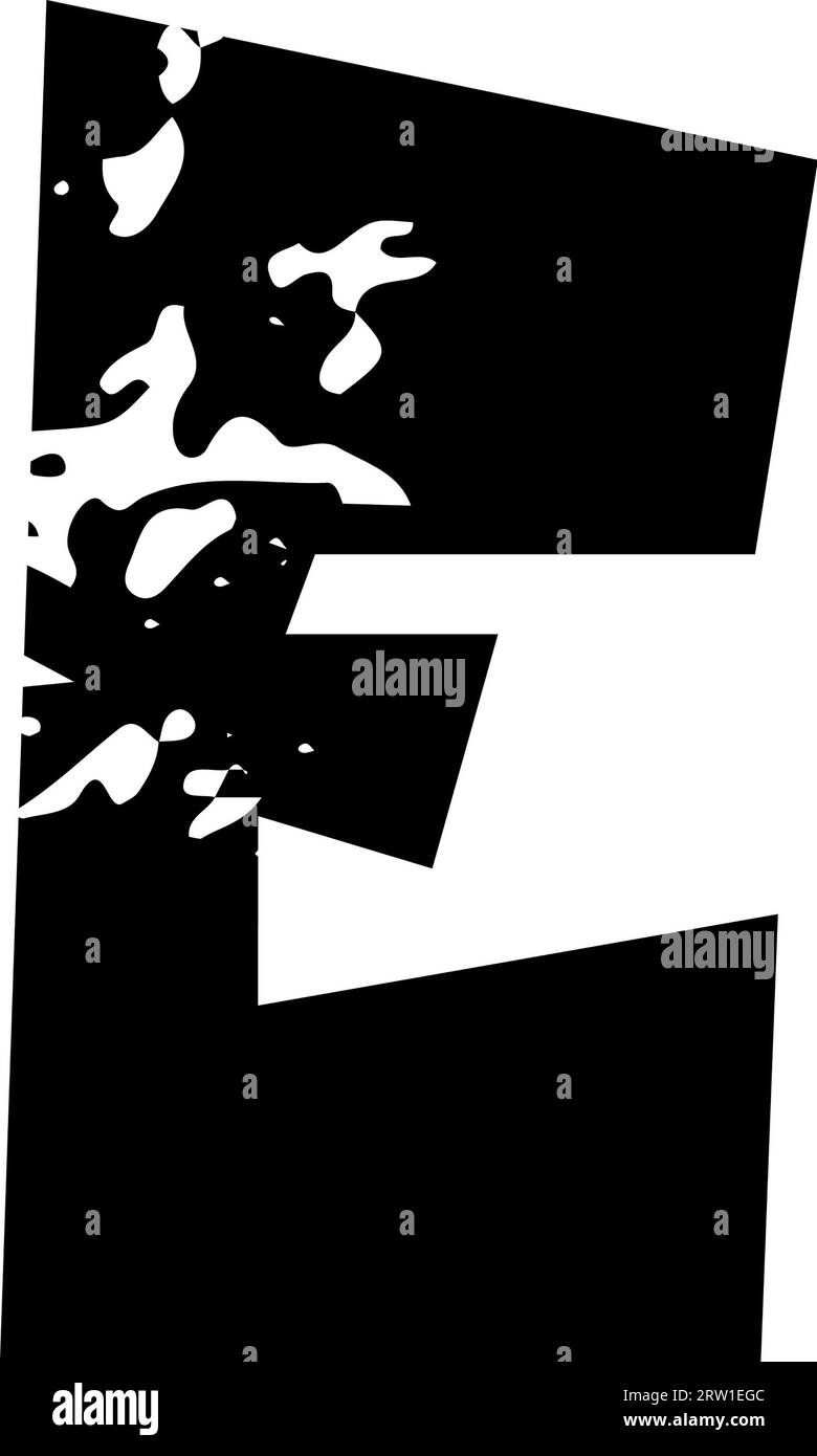 Display alphabet grunge corner paper cut font letter E Stock Photo - Alamy