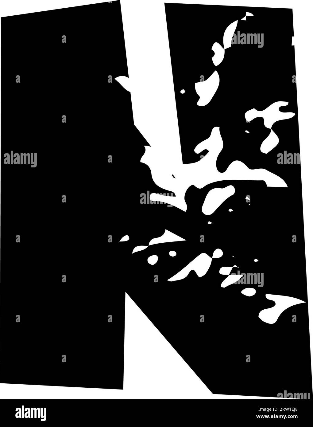 Display alphabet grunge corner paper cut font letter N Stock Photo - Alamy