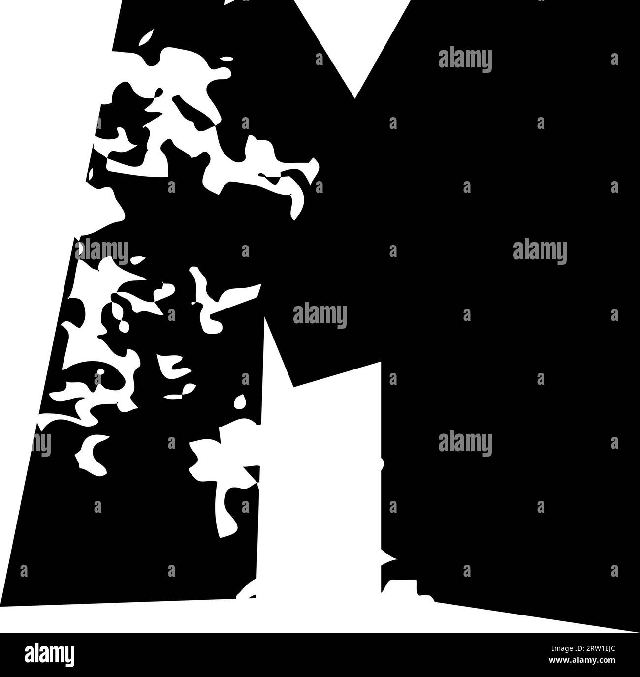 Display alphabet grunge corner paper cut font letter M Stock Photo - Alamy