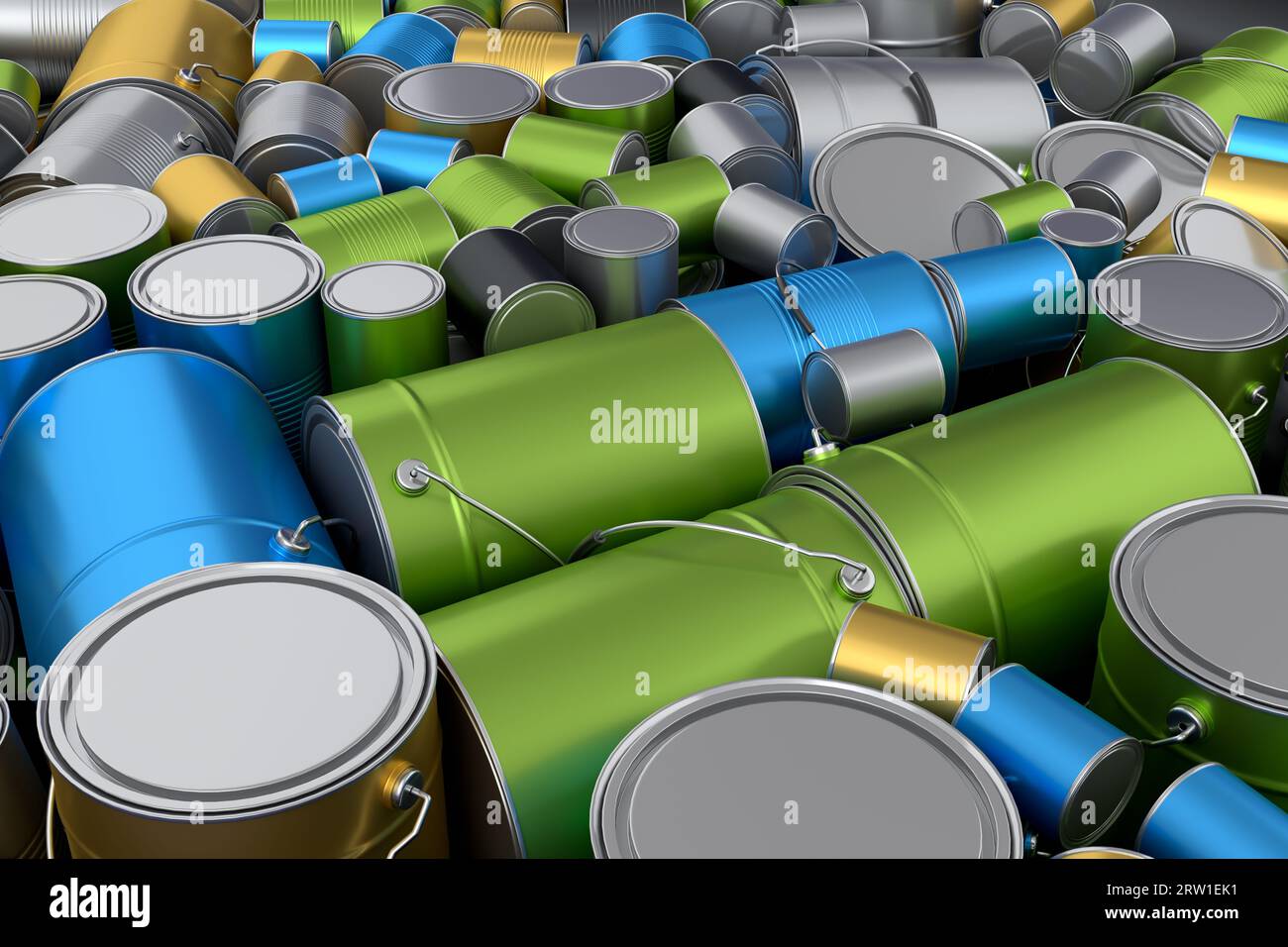 Pile of spray paint cans on black background. 3d render spray paint ...