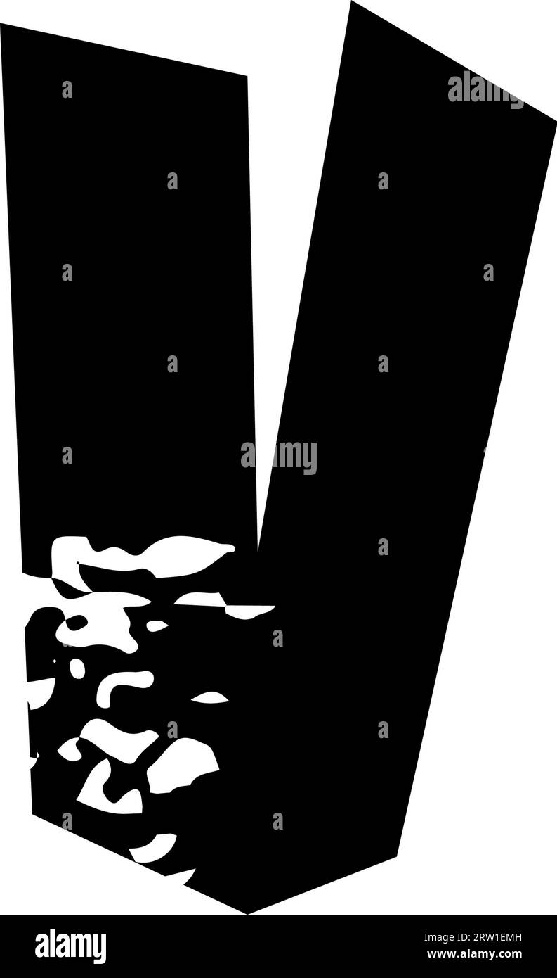 Display alphabet grunge corner paper cut font letter V Stock Photo - Alamy