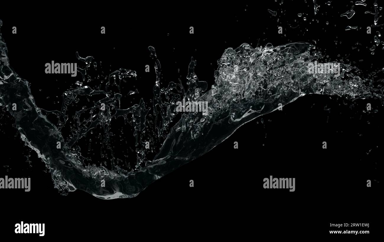 Water flow drop splash on black background Stock Photo - Alamy