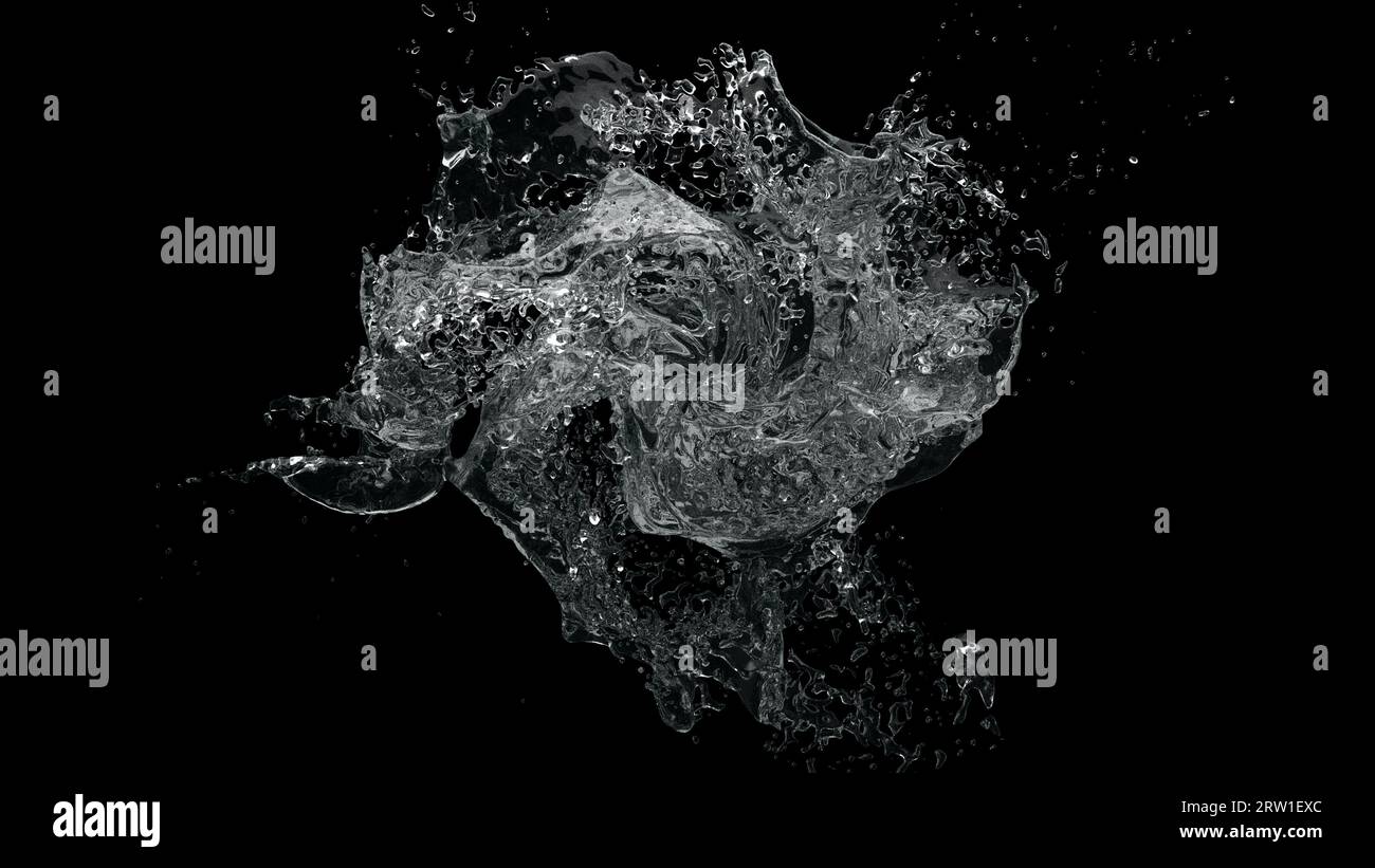 Water splash slow motion on black background Stock Photo - Alamy