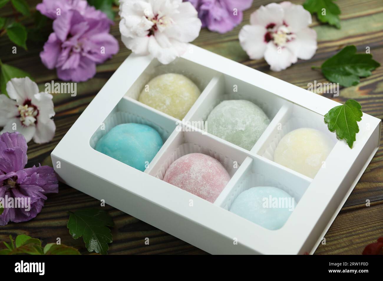 Colorful japanese sweets daifuku or mochi. Sweets close up Stock Photo ...