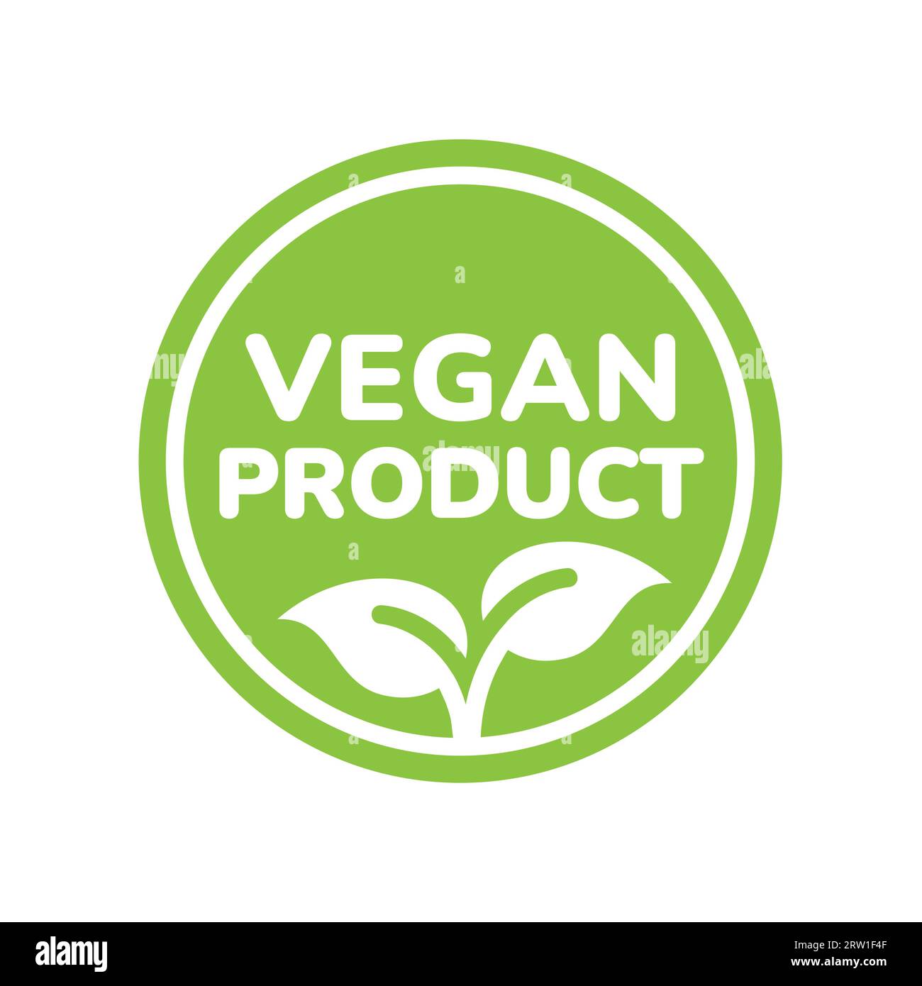 Vegan product vector label. Green emblem with leaves icon Stock Vector ...