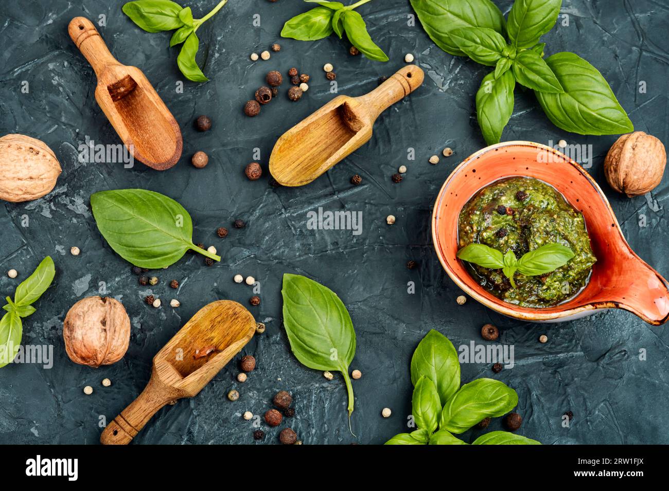 Preparation fragrant pesto sauce hi-res stock photography and images ...