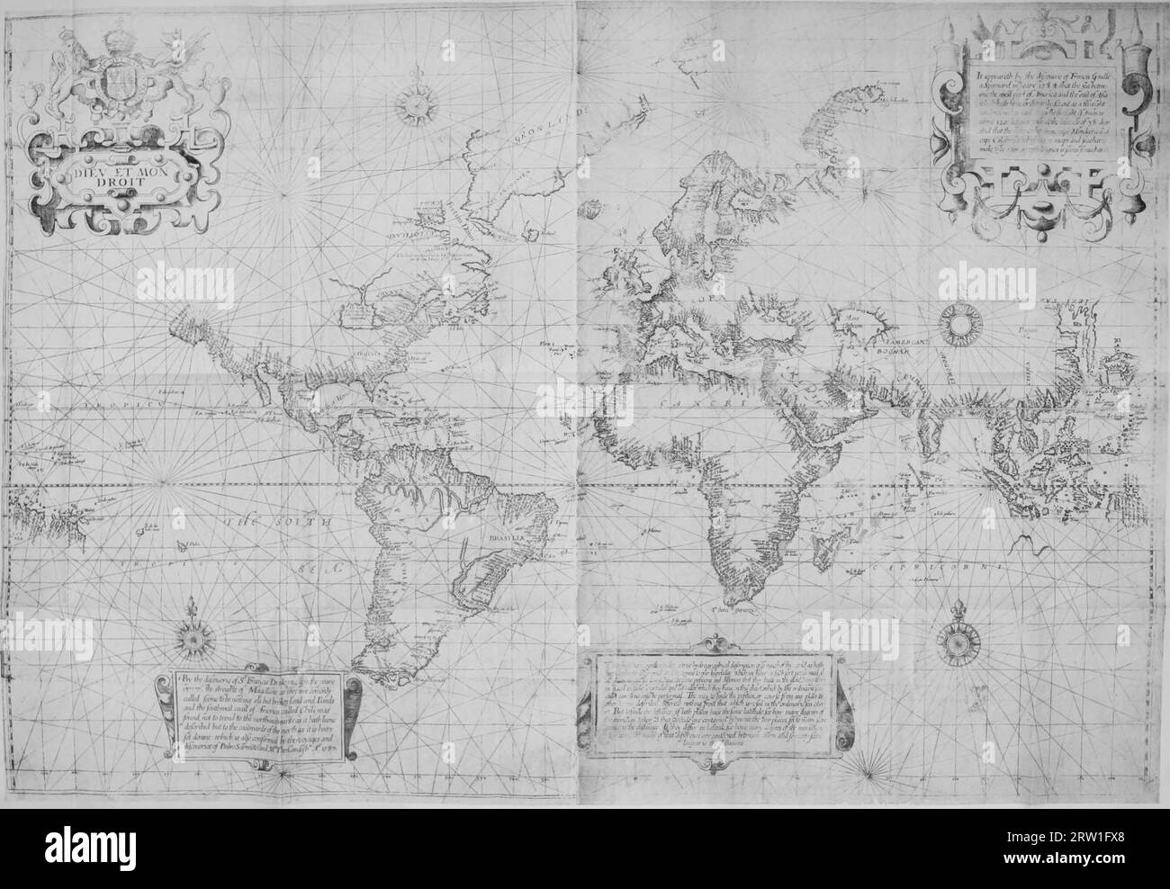 Map of the World Hakluyt Vol I Stock Photo - Alamy