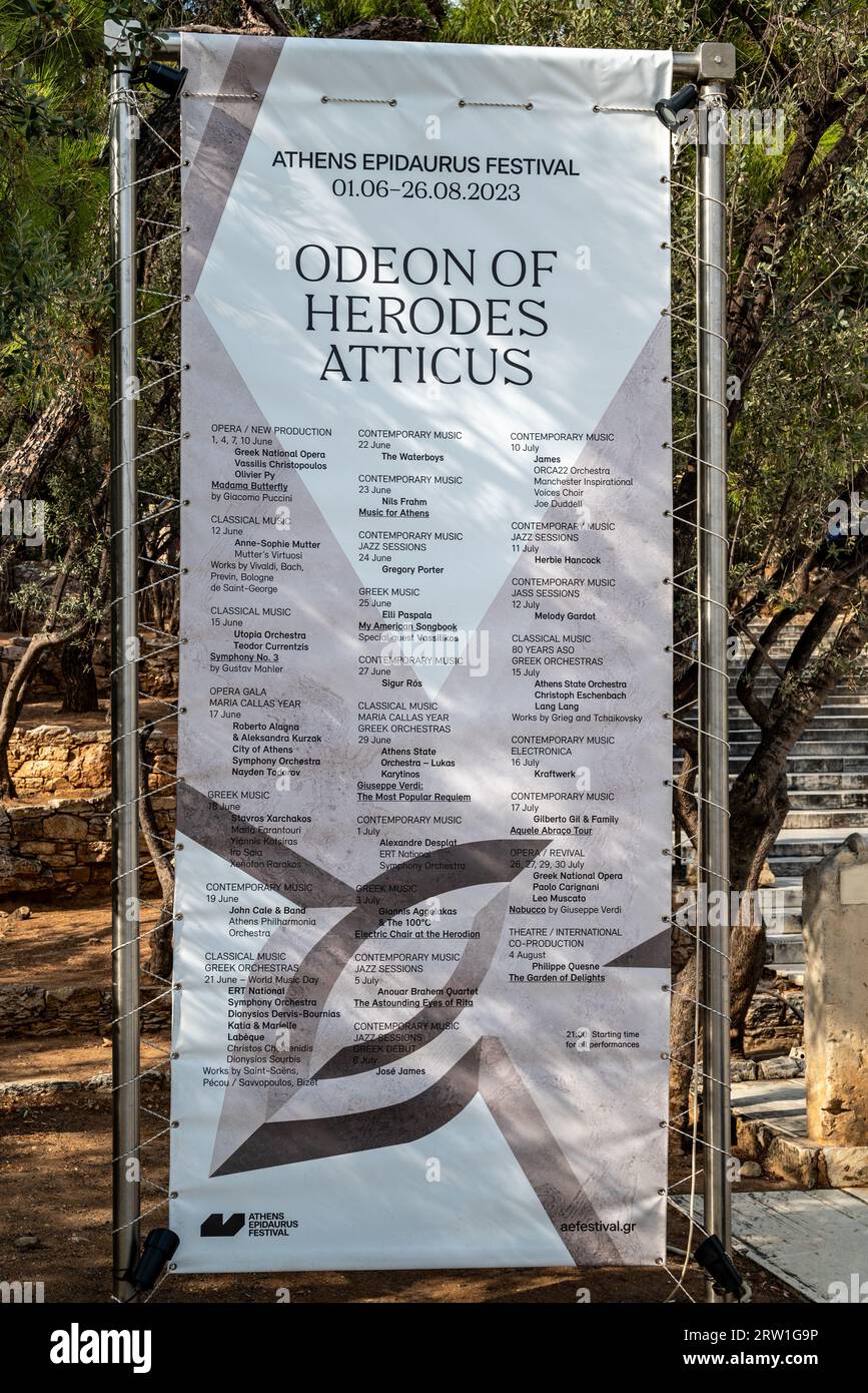 Odeon of Herodes Atticus stone Roman theatre on the slope of the ...