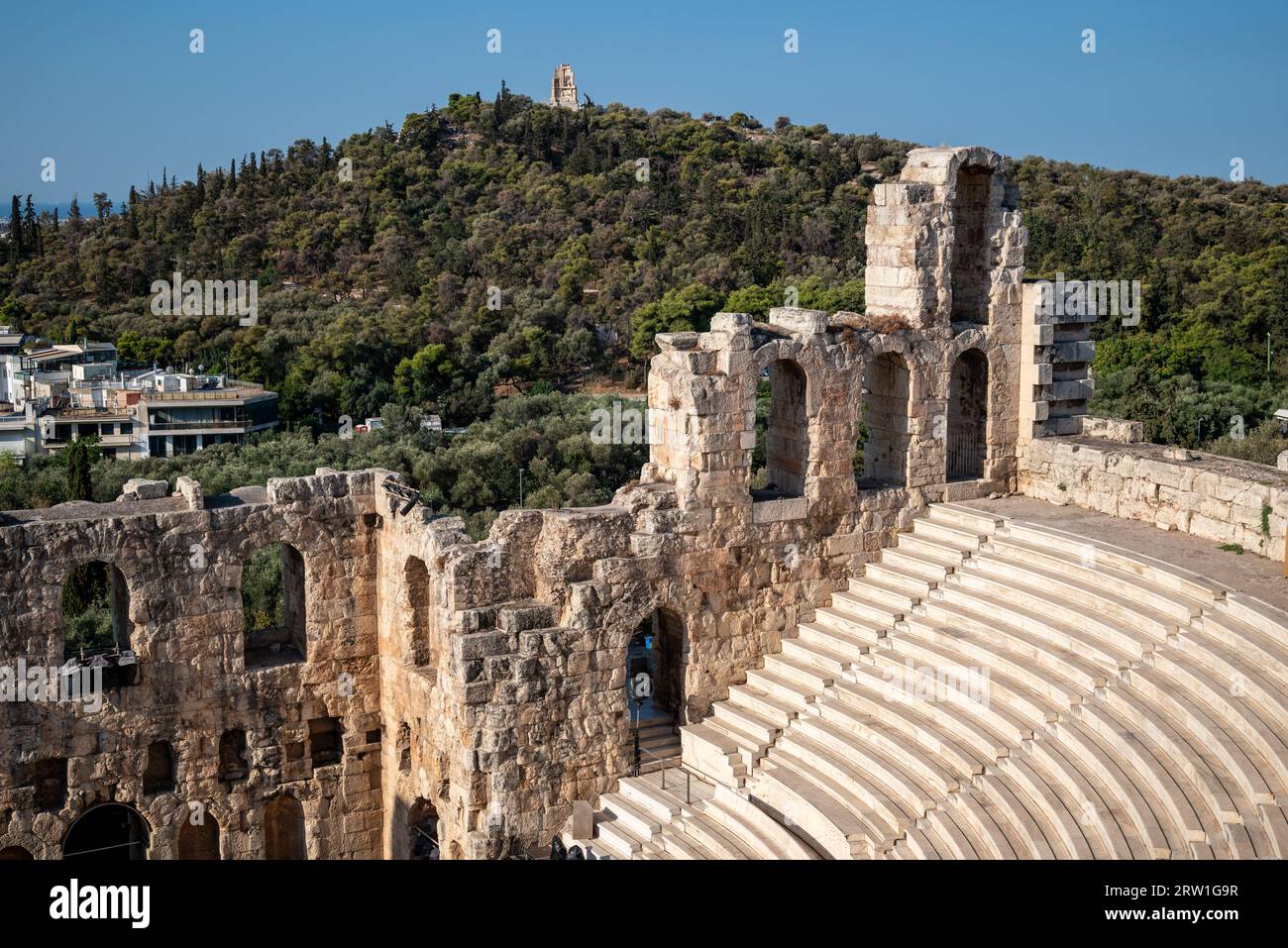 Odeon of Herodes Atticus stone Roman theatre on the slope of the Acropolis of Athens Greece ...