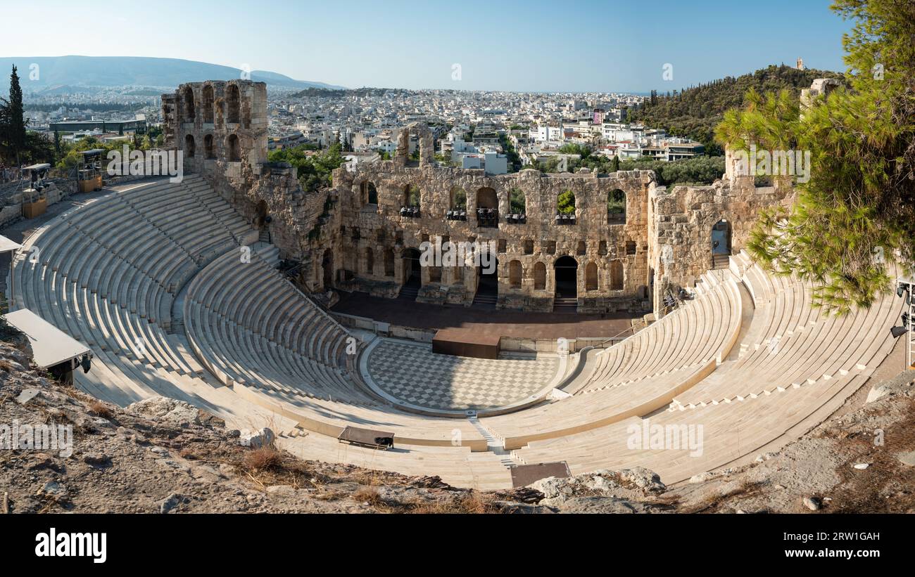 Odeon of Herodes Atticus stone Roman theatre on the slope of the ...