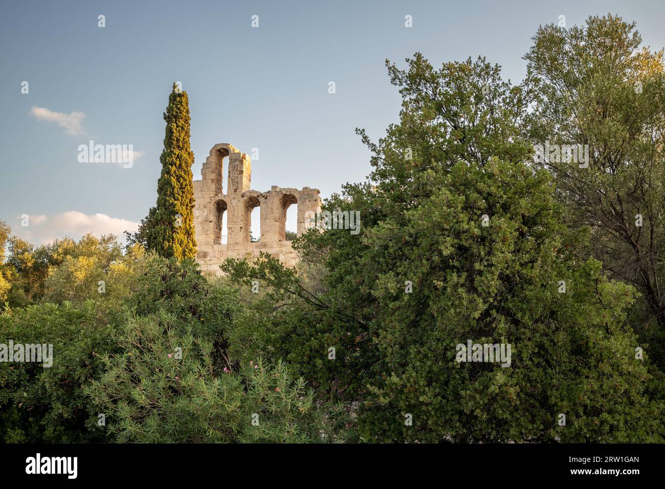 Odeon of Herodes Atticus stone Roman theatre on the slope of the ...