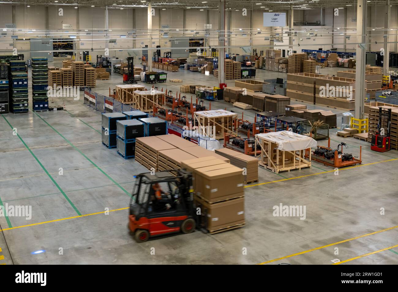 02.05.2023, Germany, Bremen, Bremen - Repacking area in the logistics ...