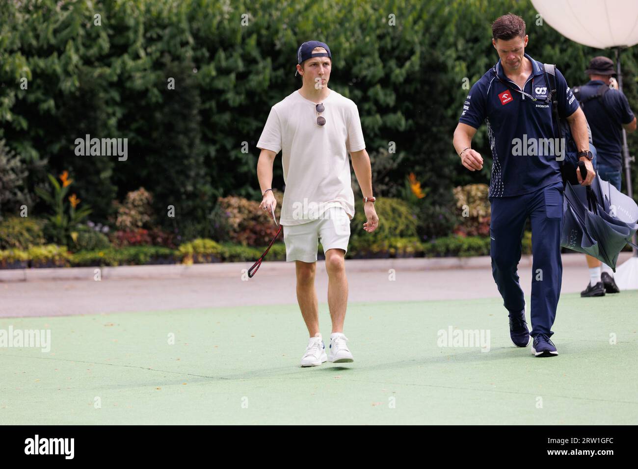 Singapore, Singapore. 16th Sep, 2023. Liam Lawson of New Zealand and Scuderia AlphaTauri arrives ...