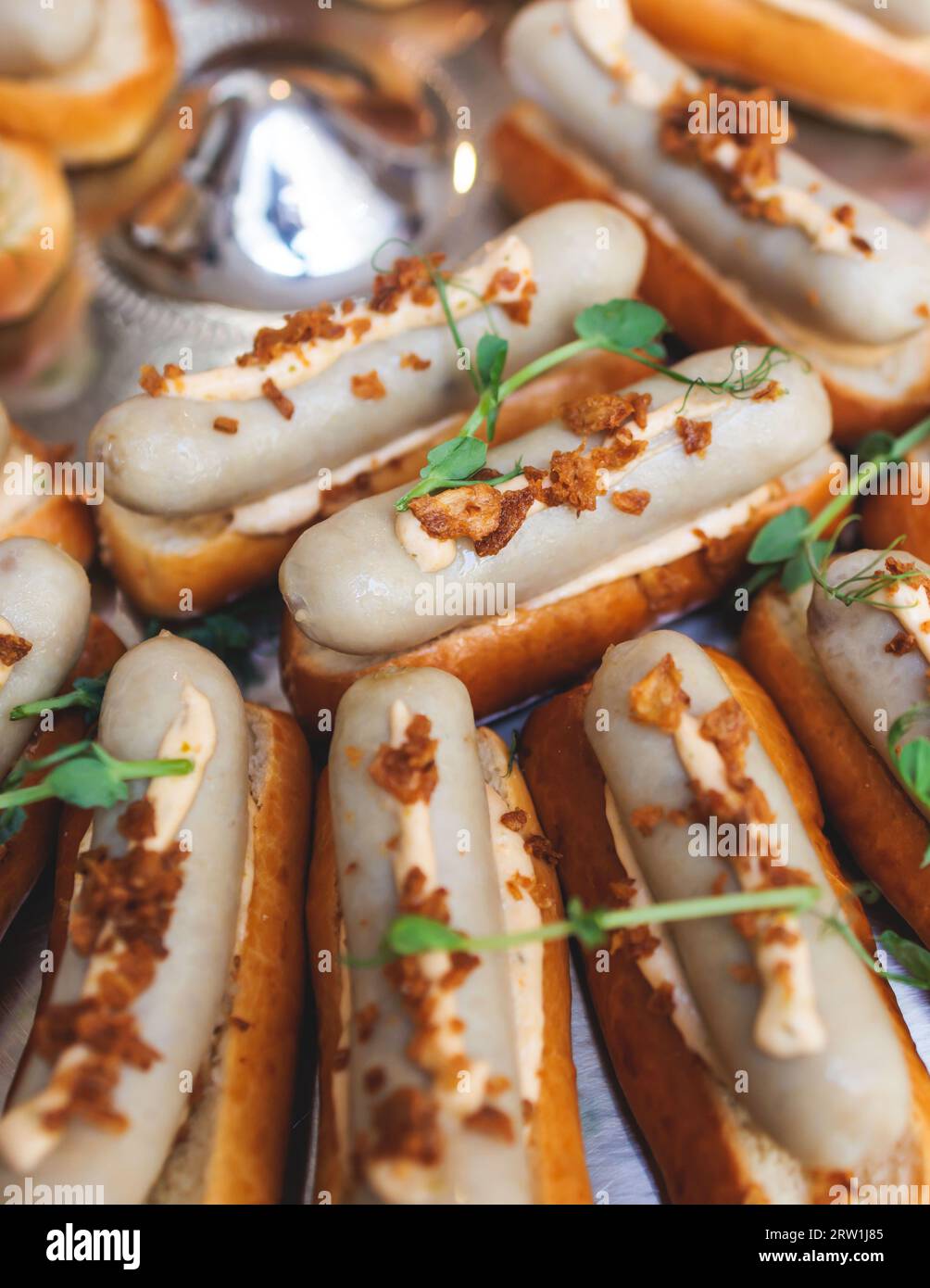 Catering table, beautifully decorated banquet with variety of with ...