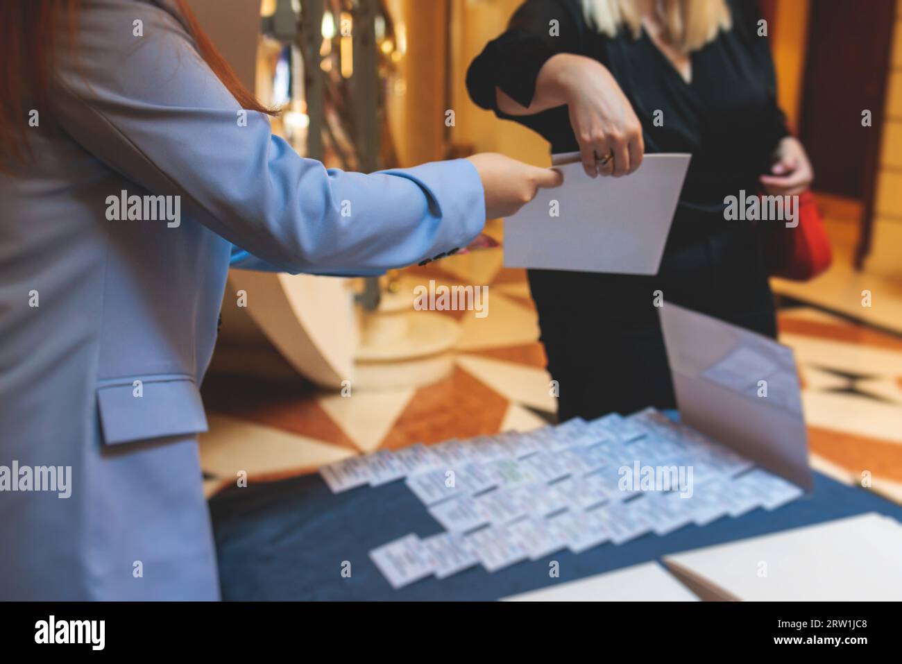 Process of checking in on a conference congress forum event ...