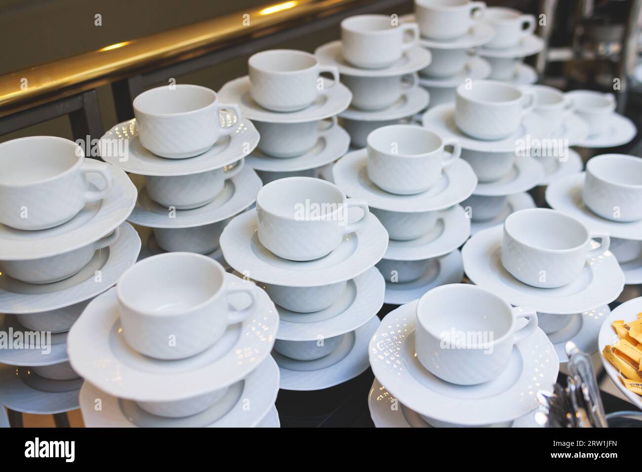 Set of coffee break lunch in the hotel restaurant during conference ...