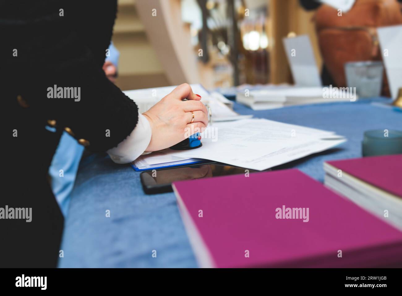 Process of checking in on a conference congress forum event ...