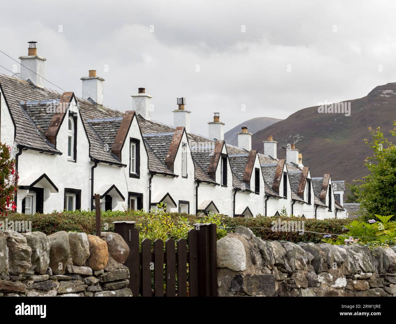 Old cottages at Catacol on the west coast of Arran, Scotland, UK Stock ...
