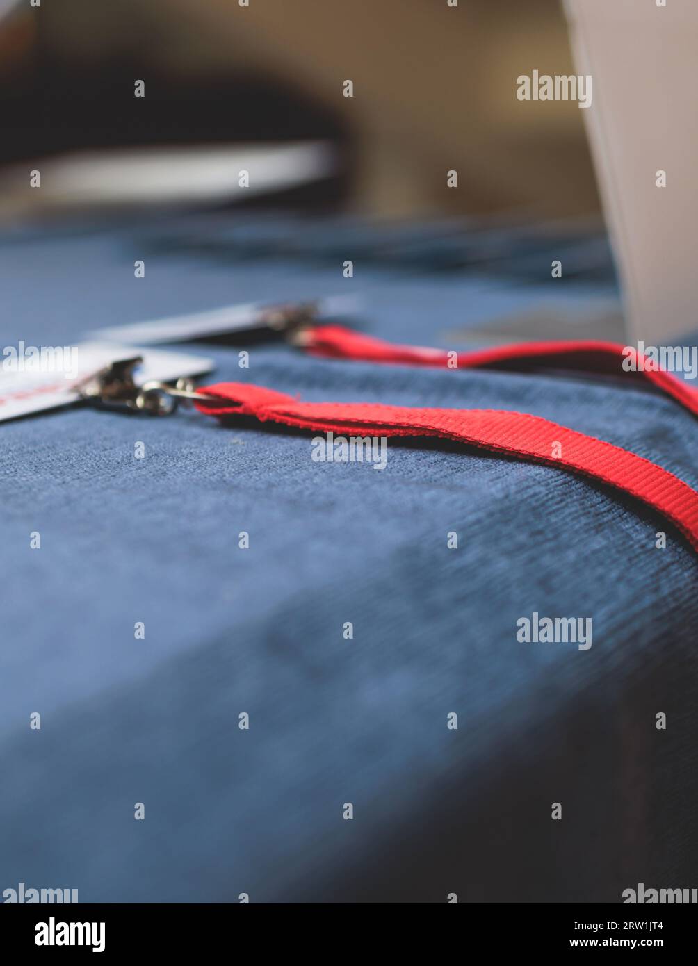 Registration desk table, process of checking in on a conference ...