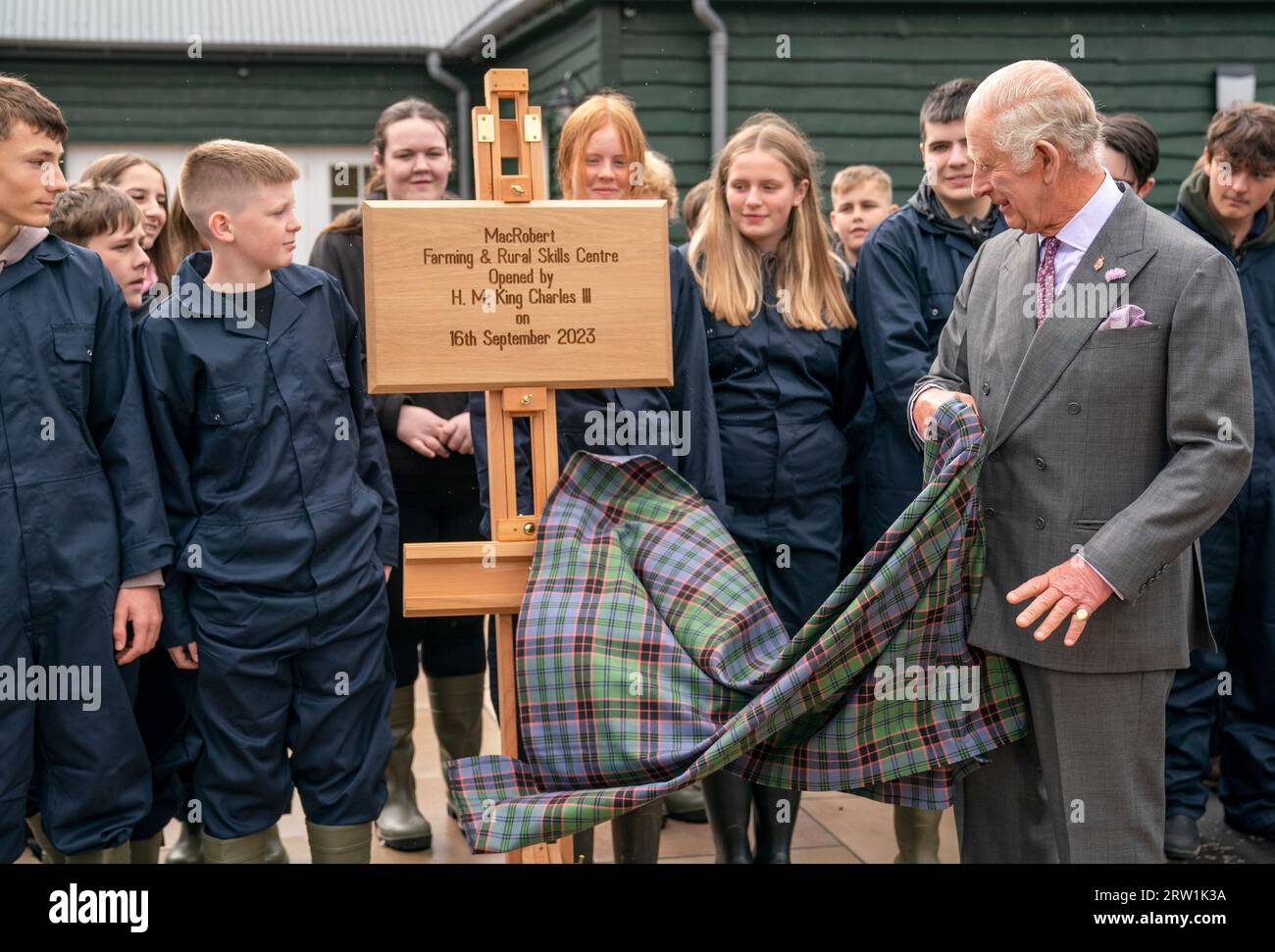 King Charles III, with farming and rural skills students, officially ...