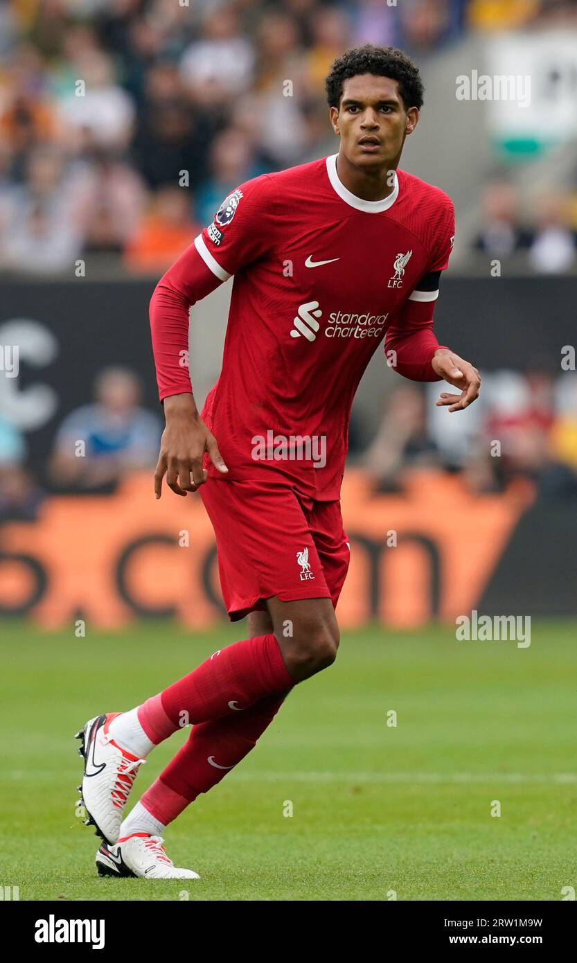 Wolverhampton, UK. 16th Sep, 2023. Jarell Quansah of Liverpool on his ...