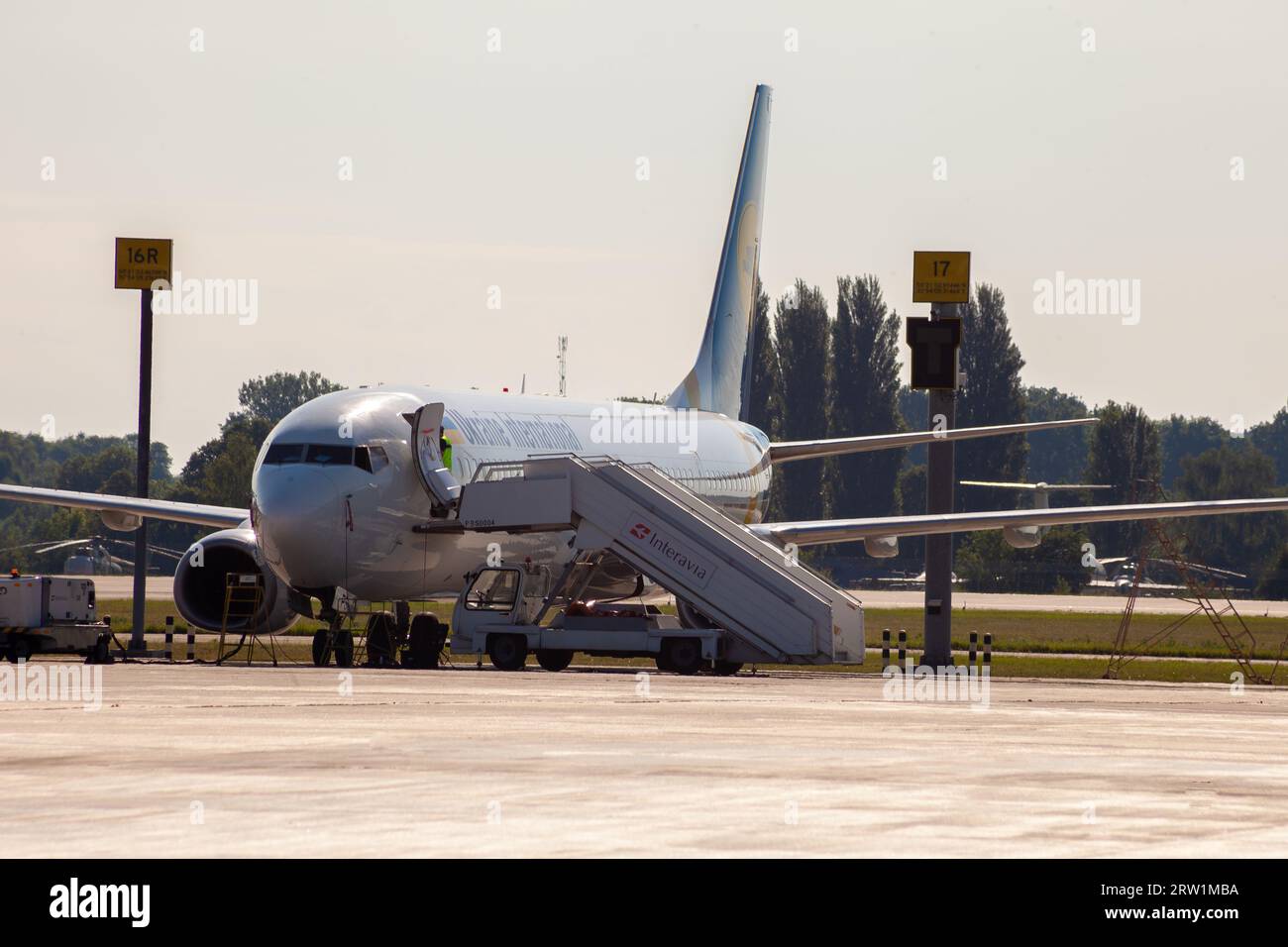 Passenger plane Boeing 737-800. Airplane UIA Ukraine International ...