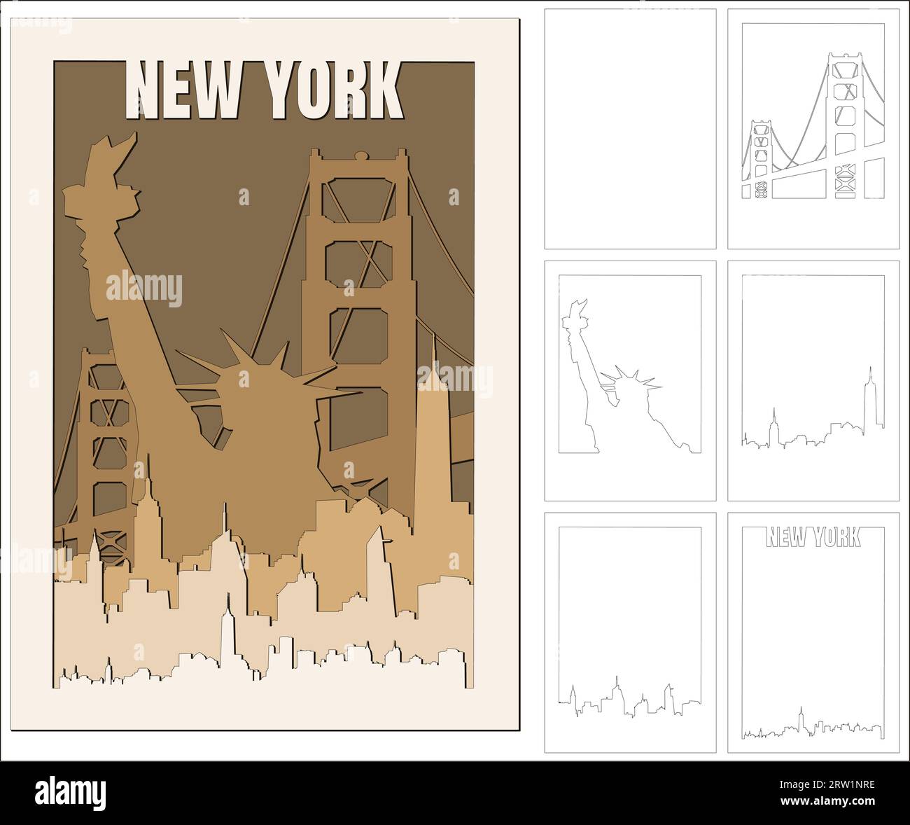 New York travel poster Cnc. laser cutting Vector Stock Vector Image ...