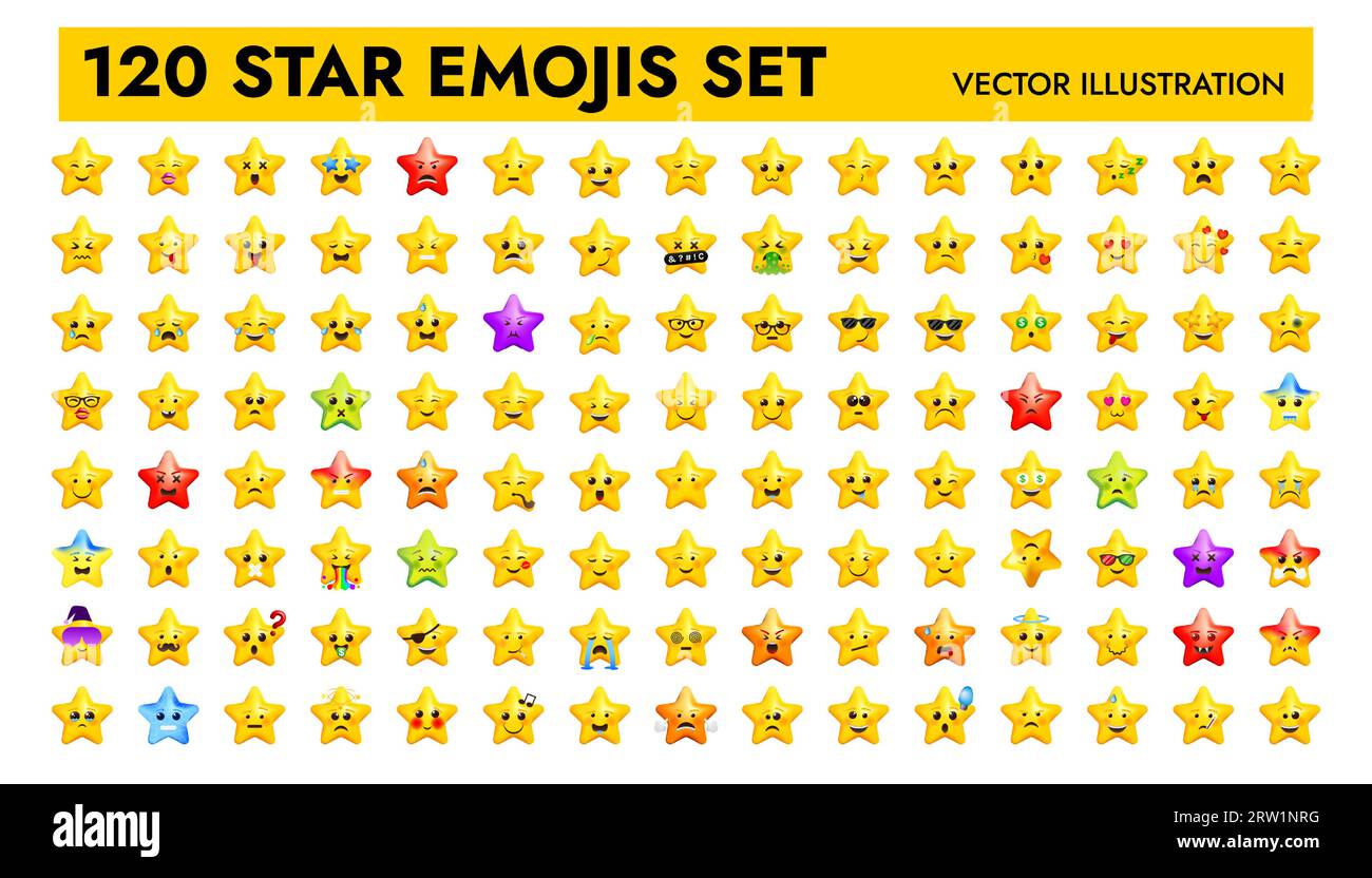 Big star shape emoji set vector illustration design Stock Vector Image ...