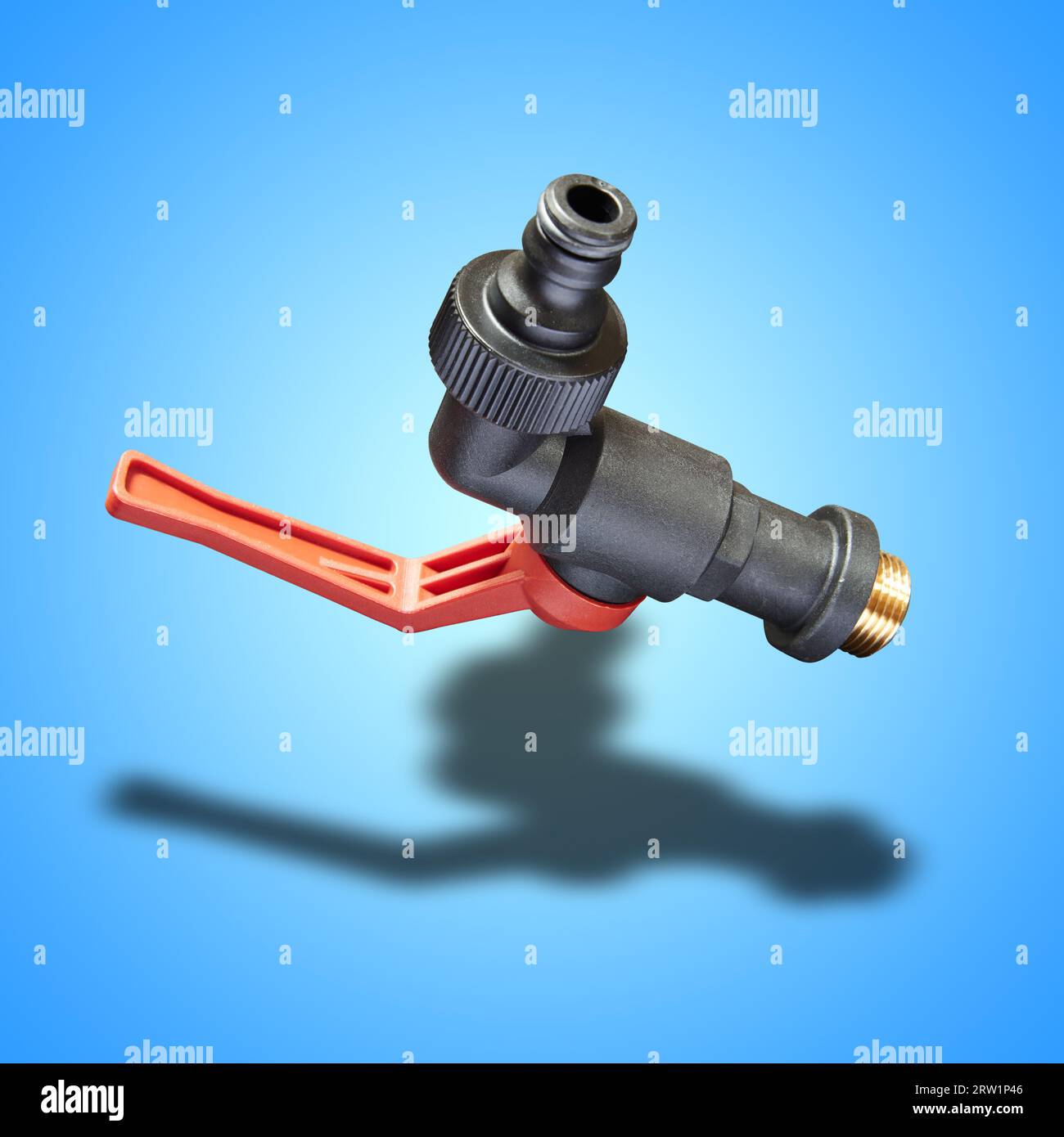 Garden tap with connection on blue gradient background Stock Photo - Alamy