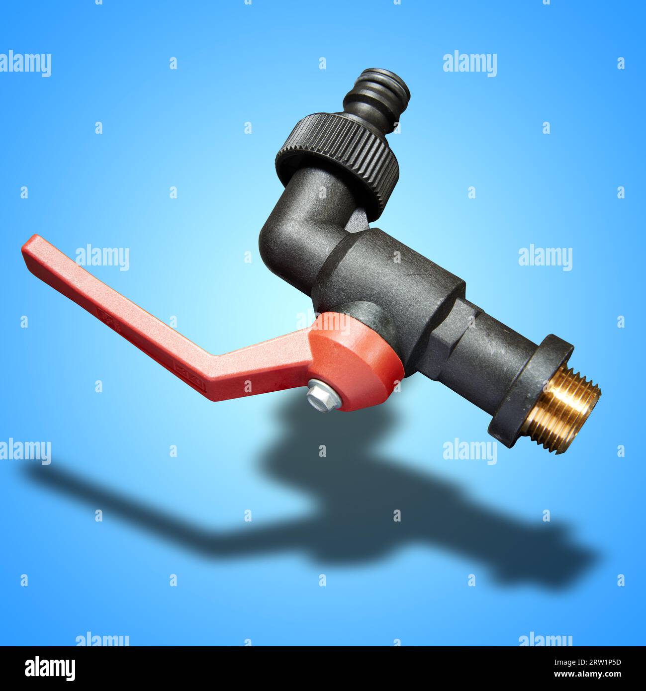 Garden tap with connection on blue gradient background Stock Photo - Alamy